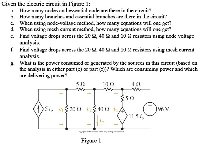 SOLVED: Given the electric circuit in Figure l: a. How many nodes and ...