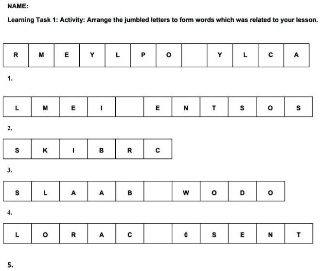 good afternoon pahelp thank you name learning task 1 activity arrange ...