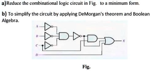 SOLVED: a) Reduce the combinational logic circuit in Fig. to its minimum form. b) Simplify the ...