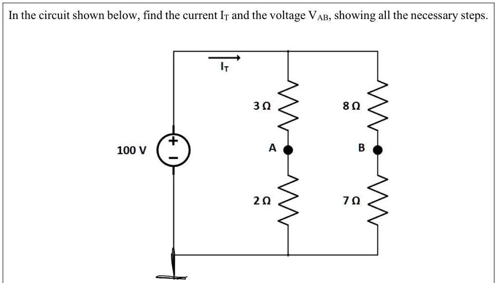 in the circuit shown below find the current it and the voltage vab ...