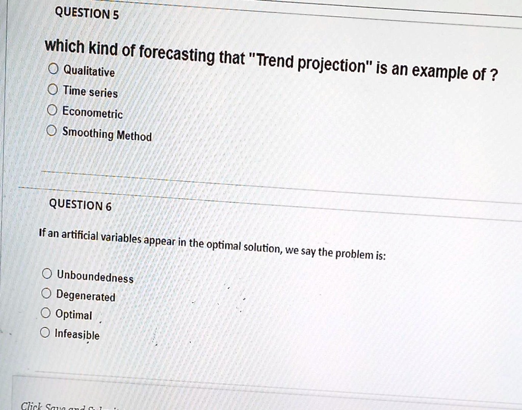 SOLVED: Which kind of forecasting is "Trend projection" an example of ...