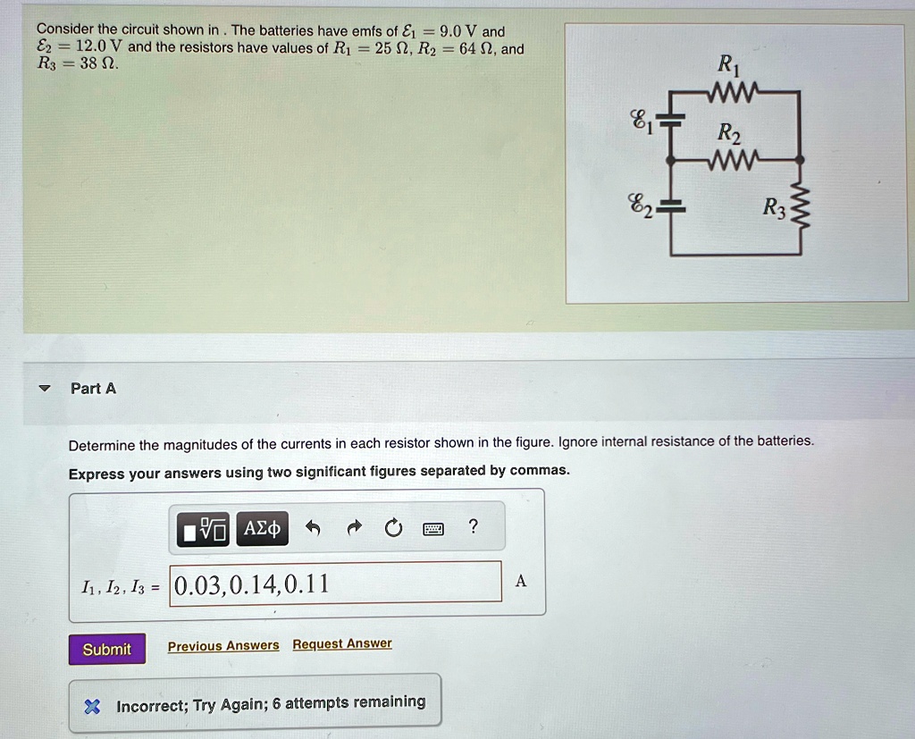 consider the circuit shown in the batteries have emfs of e1 90v and e2 ...