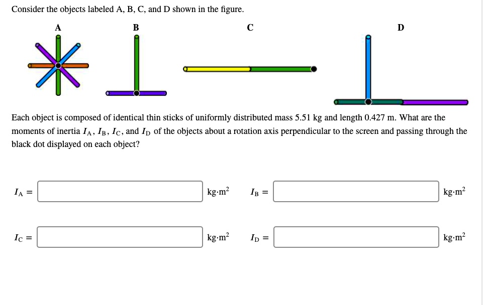 SOLVED: Consider the objects labeled A, B, C; and D shown in the figure 1 Each object is ...