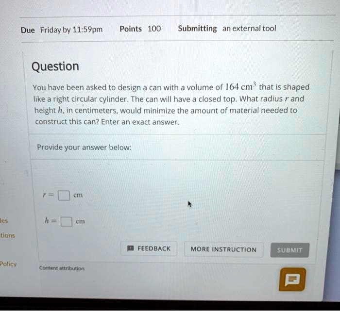 due friday by 1159pm points 100 submitting an external tool question you have been asked to ...