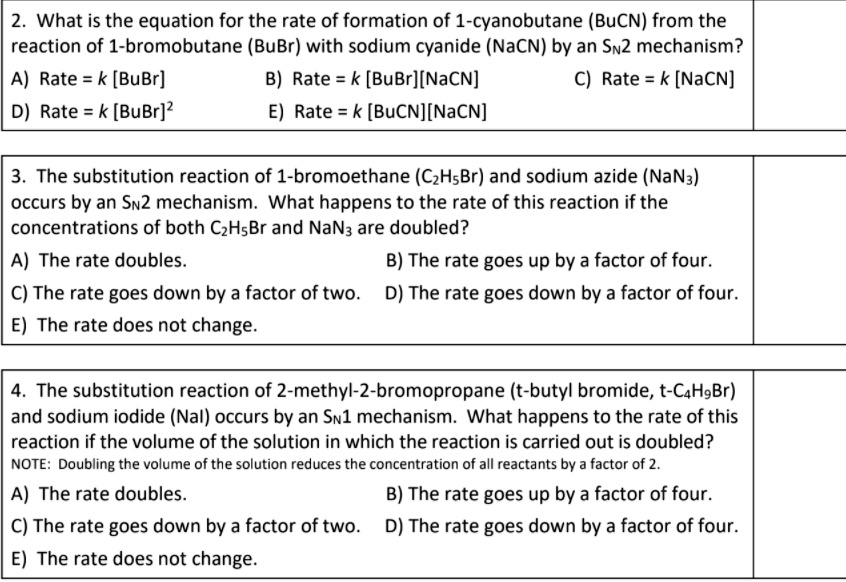 SOLVED: What is the equation for the rate of formation of 1-cyanobutane ...