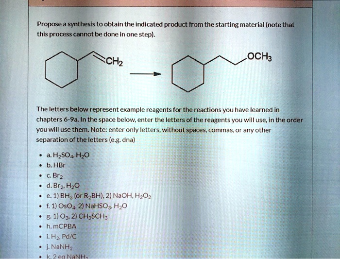 propose synthesis to obtain the indicated product from the starting ...