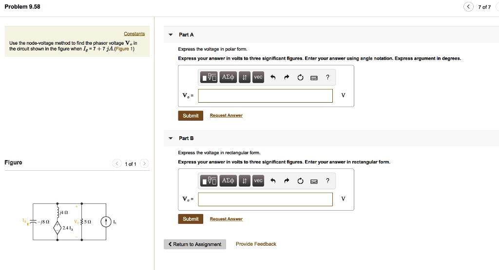 Problem 9.58 Constants Use the node-voltage method to find the phasor voltage Vo in the circuit ...