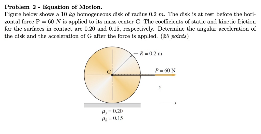 SOLVED: Problem 2 - Equation of Motion. Figure below shows a 10 kg ...