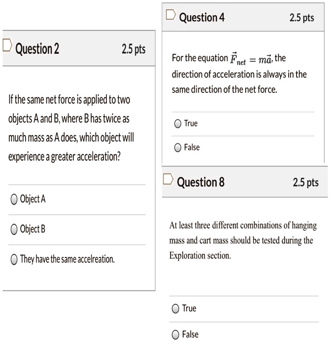 Solved Question 4 2 5 Pts Question 2 2 5 Pts For The Equation Fnet