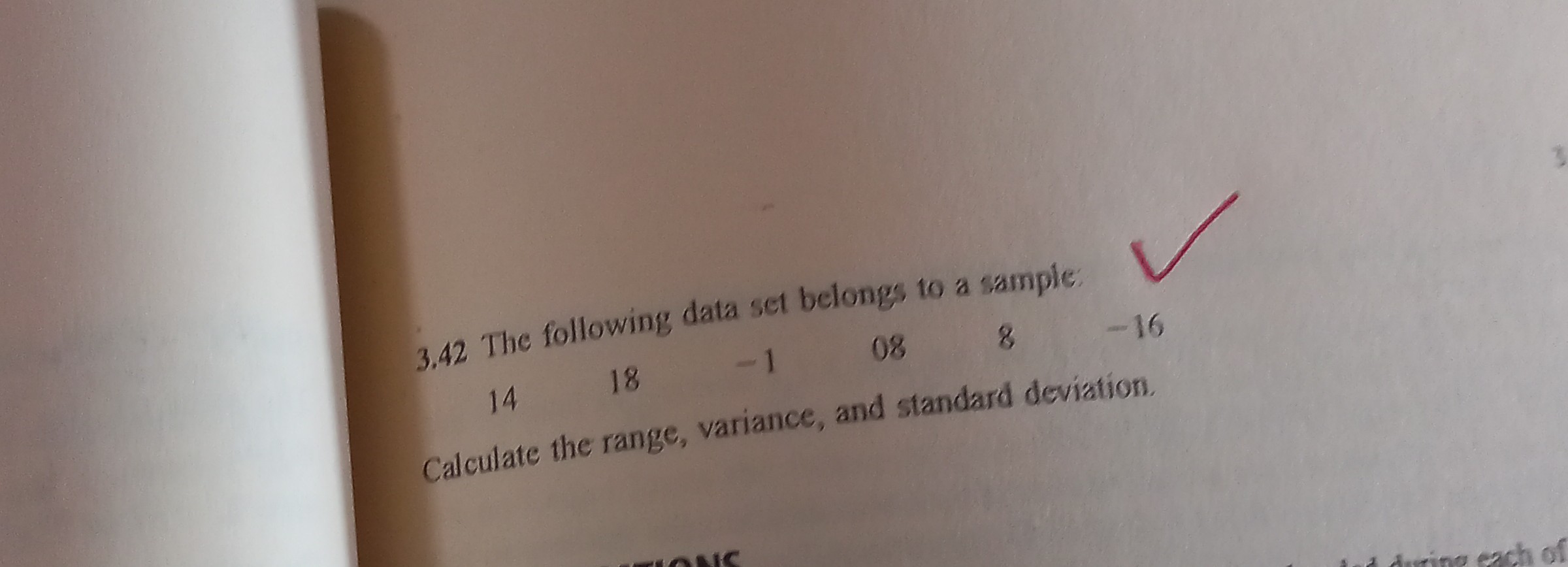 SOLVED: 3.42 The following data set belongs to a sample: 14 18 -1 08 8 ...