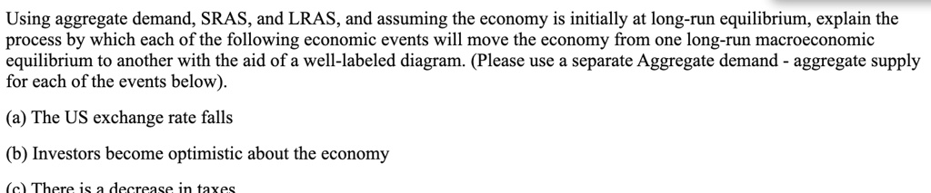 Using aggregate demand, SRAS, and LRAS, and assuming the economy is ...