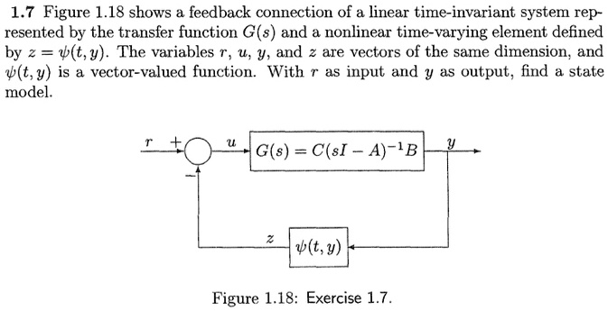 1.7 Figure 1.18 shows a feedback connection of a linear time-invariant ...