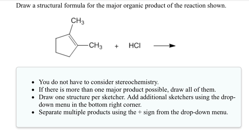 SOLVED: Draw a structural formula for the major organic product of the reaction shown CH3 CH3 ...