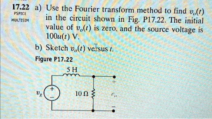 SOLVED: EMERGENCY 17.22a Use the Fourier transform method to find PSPICE in the circuit shown in ...