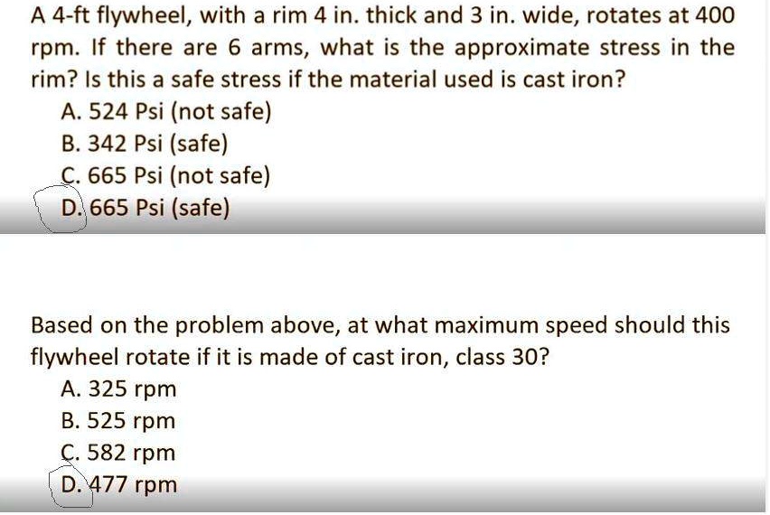 SOLVED: A 4-ft flywheel, with a rim 4 in. thick and 3 in. wide, rotates ...