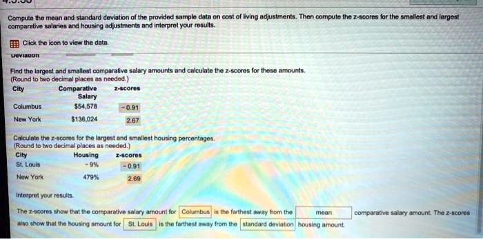 SOLVED: Compute the mean and standard deviation of the provided sample ...