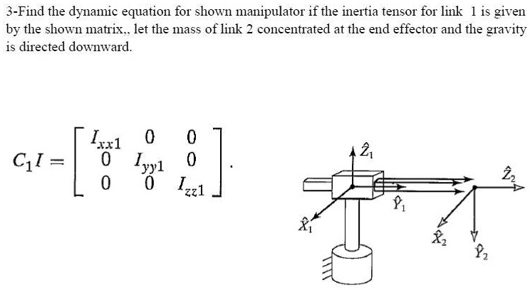 3-Find the dynamic equation for shown manipulator if the inertia tensor for link 1 is given by ...