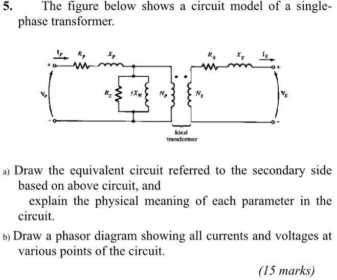 SOLVED: The figure below shows a circuit model of a single-phase transformer. R. x ideal ...