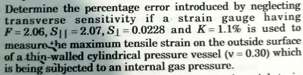 Determine the percentage error introduced by neglecting transverse ...