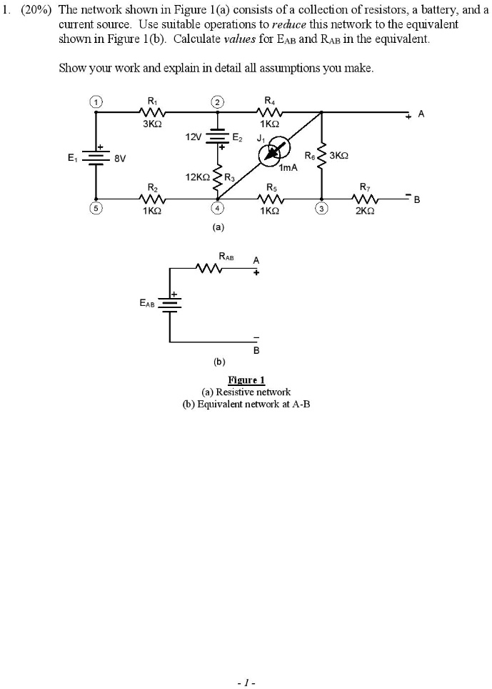 SOLVED: 20% The network shown in Figure la consists of a collection of resistors, a battery, and ...