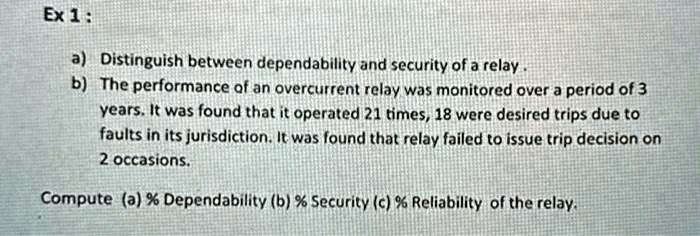 SOLVED: a) Distinguish between dependability and security of a relay. b ...