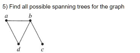 SOLVED: 5) Find all possible spanning trees for the graph