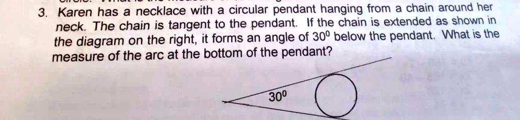 3 karen has a necklace with a circular pendant hanging from a chain ...