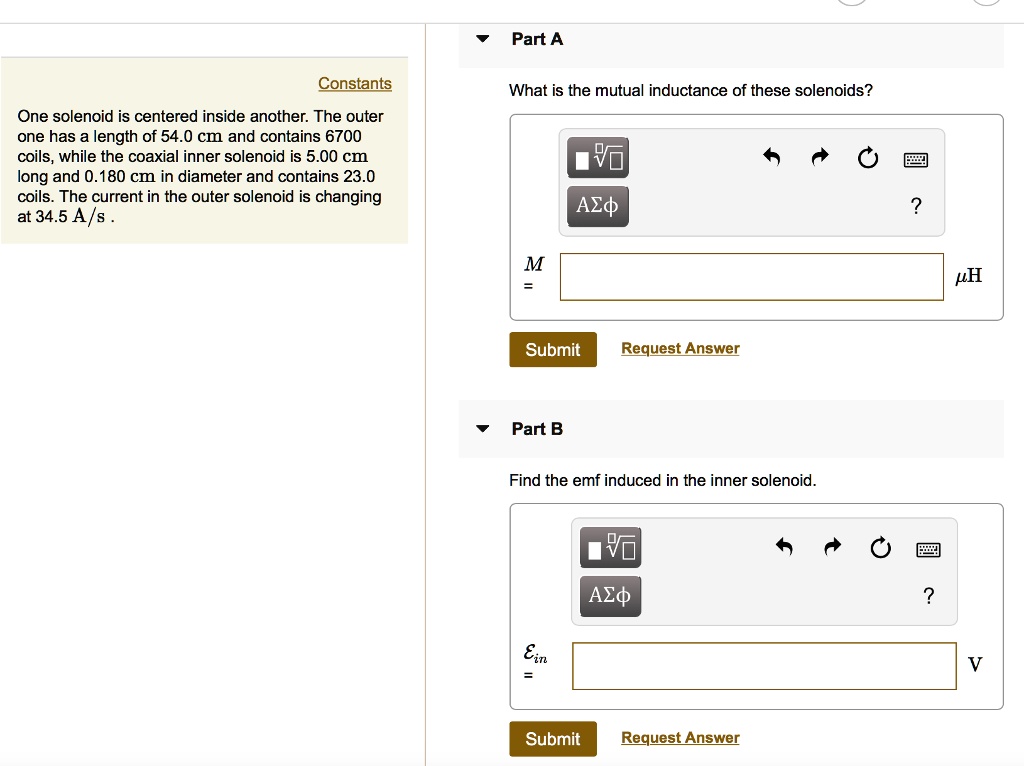SOLVED: Part A Constants What is the mutual inductance of these ...