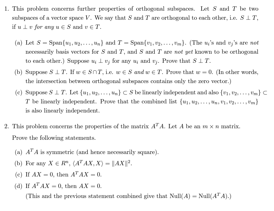 SOLVED: 1. This problem concerns further properties of orthogonal ... SOLVED: 1. This problem concerns further properties of orthogonal ...