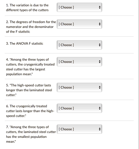 SOLVED: 1. The variation is due to the different types of the cutters Choose 2. The degrees of ...