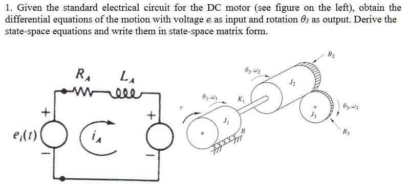 SOLVED: 1. Given the standard electrical circuit for the DC motor (see ...