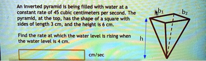 An inverted pyramid is being filled with water at a constant rate of 45 ...