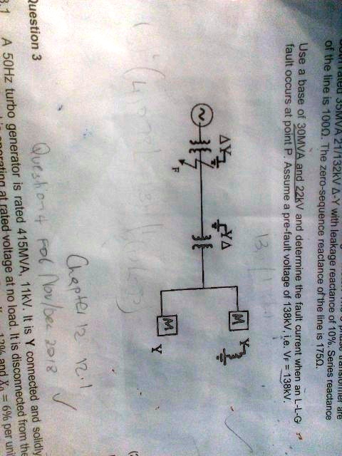 SOLVED: A 30 MVA 13.8KV 3-phase alternator has a subtranseint of 15 % and negative and Zero ...