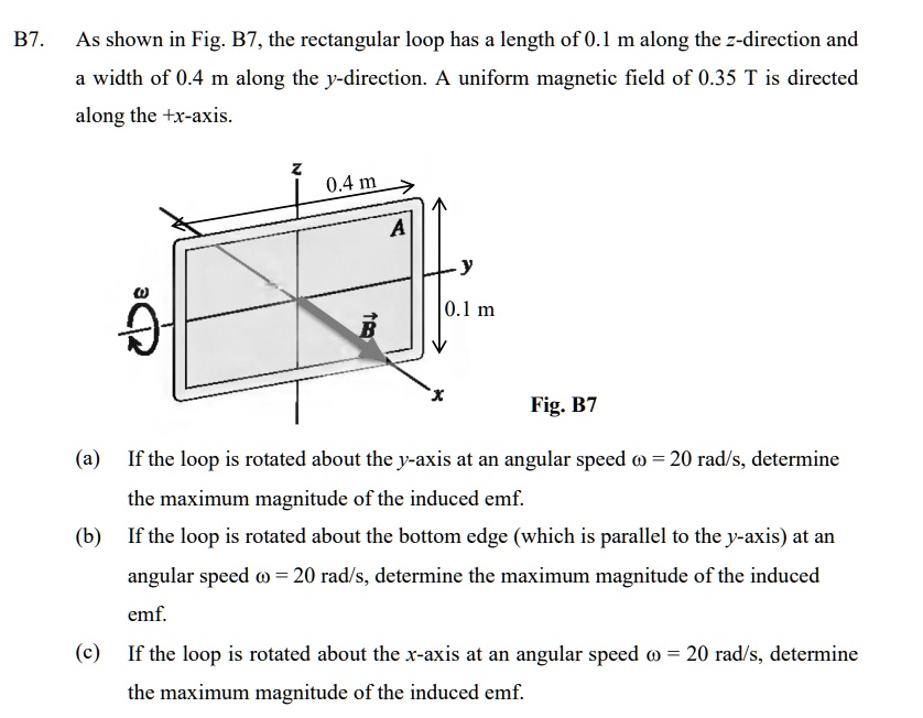 b7 as shown in fig b7 the rectangular loop has a length of 01m along ...