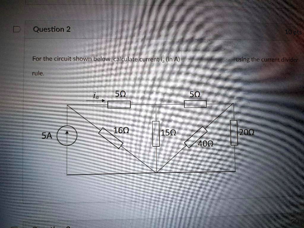 Question 2 For the circuit shown below, calculate current ia (in A) using the current divider rule.