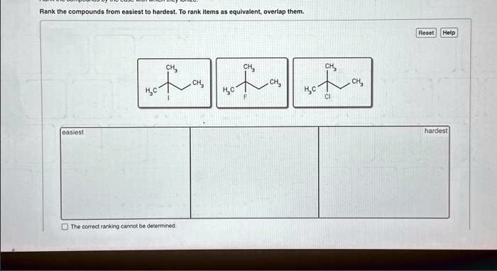 Rank the compounds from easiest to hardest. To rank items as equivalent ...