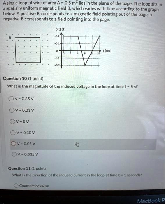 SOLVED: A single loop of wire of area A = 0.5 mÂ² lies in the plane of ...