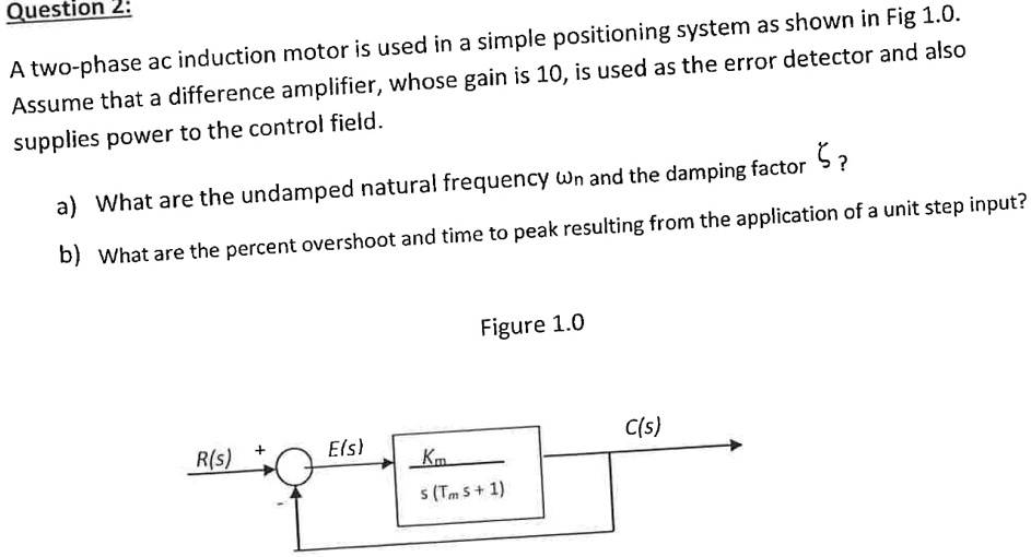 Question 2: A two-phase ac induction motor is used in a simple ...