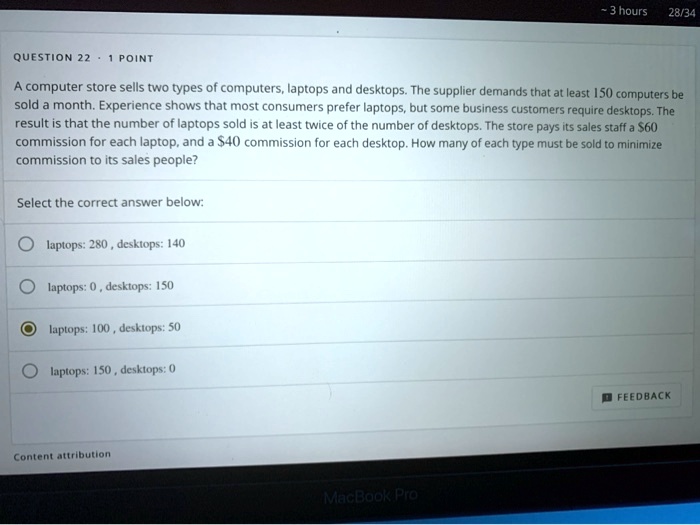 3hours 2834 questtion 22 point computer store sells two types of ...
