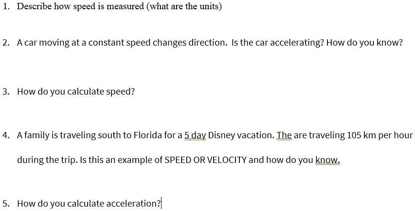 SOLVED: Help me with this!!!!!!!!!! Describe how speed is measured ...