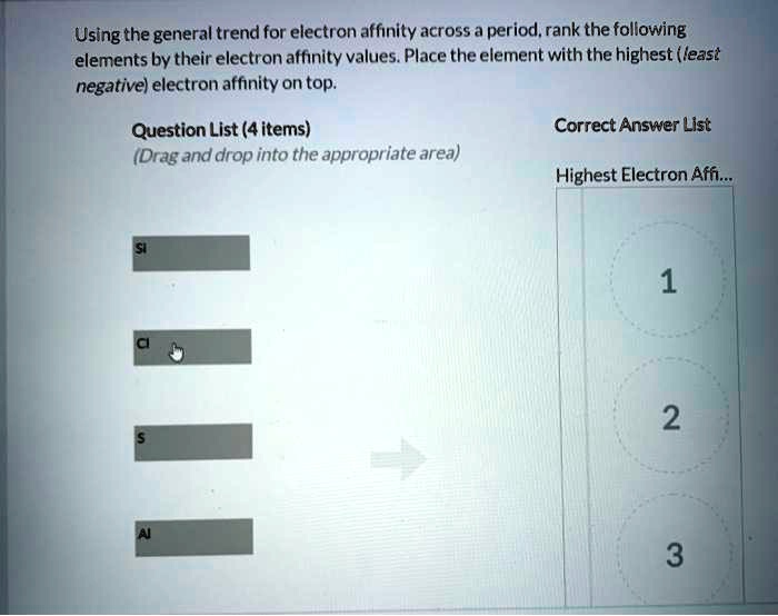 SOLVED: Using the general trend for electron affinity across period ...