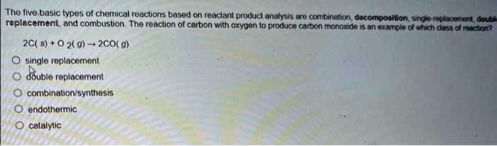 The five basic types of chemical reactions based on reactant product ...