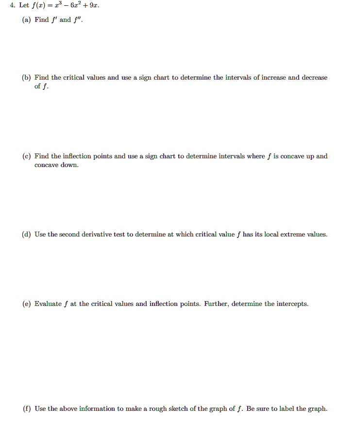 SOLVED: Let f(c) = 23 612 + 91 Find f' and f" Find the critical values and use sign chart to ...