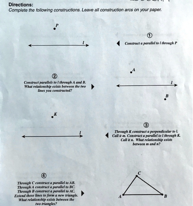 SOLVED: Directions: Complete the following constructions. Leave all ...