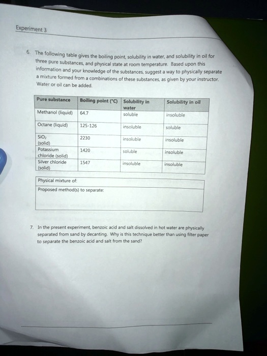 SOLVED: Experiment The following table gives the bailing point ... SOLVED: Experiment The following table gives the bailing point ...