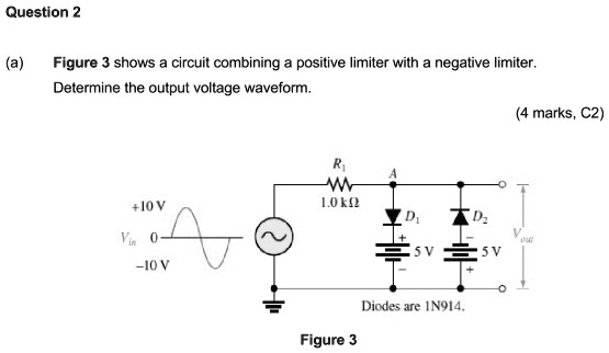 SOLVED: Question 2 (a) Figure 3 shows a circuit combining a positive limiter with a negative ...