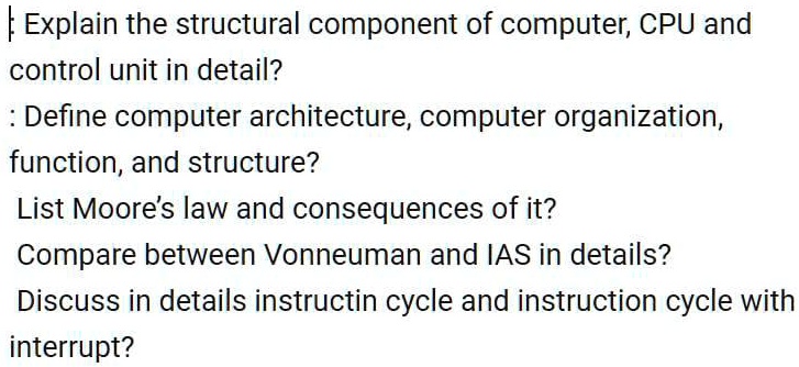 Explain the structural component of computer, CPU and control unit in ...