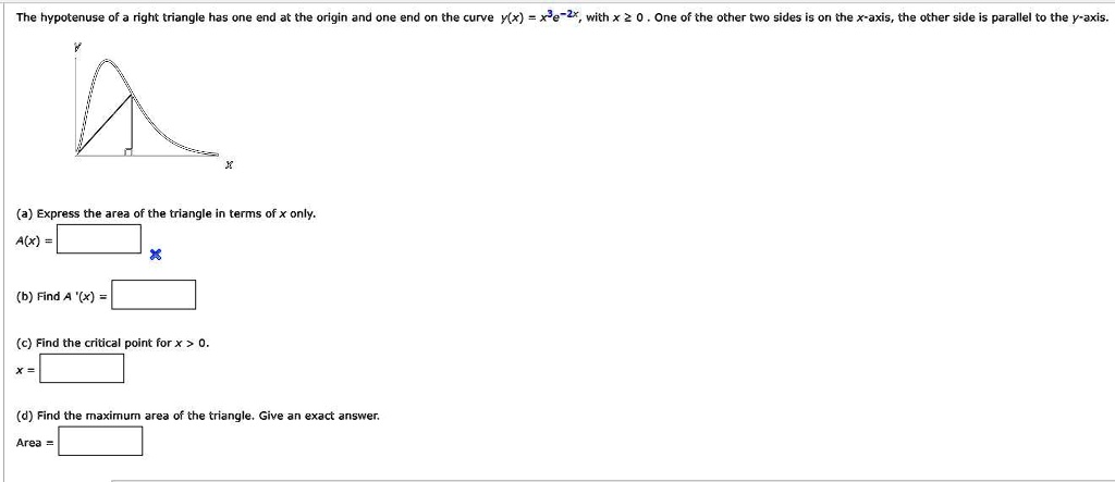 SOLVED: The hypotenuse of right triangle has one end at the origin and ...