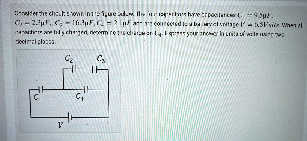 SOLVED: Consider the circuit shown in the figure below. The four capacitors have capacitances C1 ...