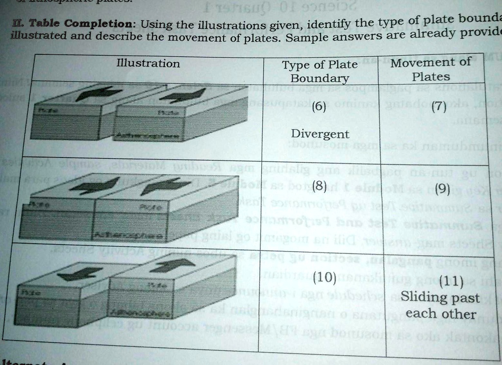 II. Table Completion: Using the illustrations given, identify the type ...
